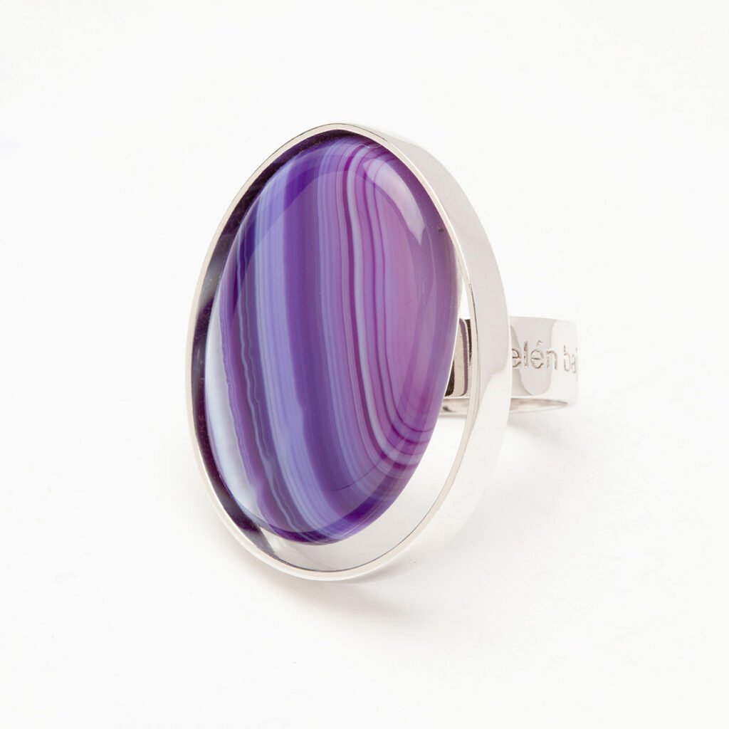 Anillo Kae de plata y ágata - Belén Bajo